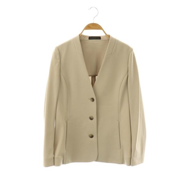 ダーマコレクション dama collection ダブルフェイスジャージージャケット ノーカラー カラーレス S ベージュ /DF ■OS レディース【ブランド】ダーマコレクション dama collection【表記サイズ】S【実寸サイ...
