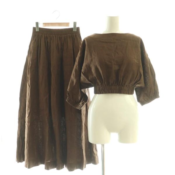 バースデイバッシュ BIRTHDAY BASH SHELLY SEPARATE LUXE SETUP セットアップ 上下 ブラウス スカート 茶 ブラウン【表記サイズ】サイズ表記なし(実寸サイズをご参考ください)【実寸サイズ】身幅：41cm...