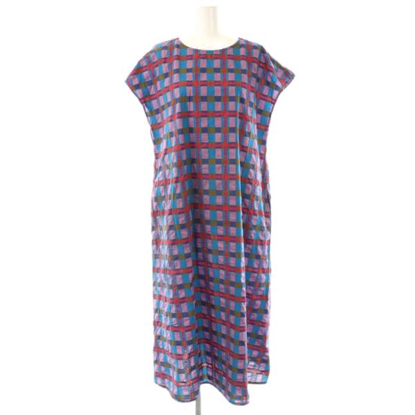 ホコモモラ JOCOMOMOLA 25AW Laberinto リップルチェックワンピース ロング フレンチスリーブ 40 マルチカラー /HK ■OS レディース【ブランド】ホコモモラ JOCOMOMOLA【表記サイズ】40【実寸サイズ】...