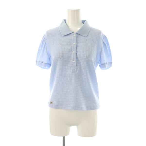 セン cen コットン 半袖ブラウス ポロシャツ F 水色 /AT ■OS レディース【表記サイズ】F【実寸サイズ】肩幅：34cm　身幅：38cm　着丈：49cm　袖丈：18cm　　【素材】本体 ポリエステル 綿 ポリウレタン　リブ ポリエ...