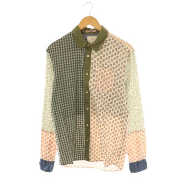 スコッチ&amp;ソーダ SCOTCH &amp; SODA GET Up And GO チェック柄×フラワー柄切替L/Sシャツ M カーキ マルチカラー /ES ■OS ■AD メンズ【ブランド】スコッチ&amp;ソーダ SCOTCH &...