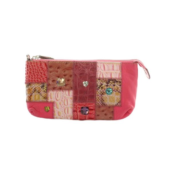 ミケランジェロ MICHELANGELO ポーチ ラインストーンパッチワーク ピンク /MI ■OS レディース【表記サイズ】表記なし【実寸サイズ】ヨコ：20.5cm　タテ：11cm　マチ：4.5cm　　【色】ピンク【仕様】開閉 ファスナー...