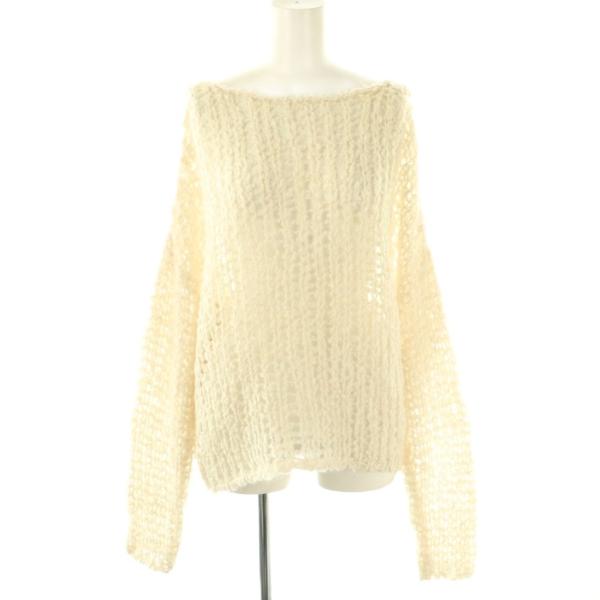 ソウワー SOWER カギ編みプルオーバーニット セーター 長袖 F アイボリー /AT ■OS レディース【表記サイズ】F【実寸サイズ】身幅：65cm　着丈：55cm　ゆき丈：89cm　　【素材】羊毛 毛【色】アイボリー【状態】使用感が少...