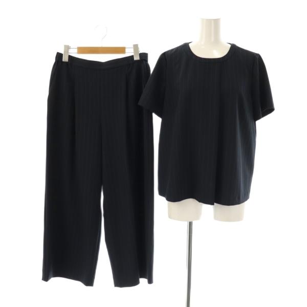 トランスワーク TRANS WORK ドライ2WAYストレッチツイルブラウス×パンツ セットアップ 40 ダークネイビー /DF ■OS レディース【ブランド】トランスワーク TRANS WORK【表記サイズ】40【実寸サイズ】肩幅：37....