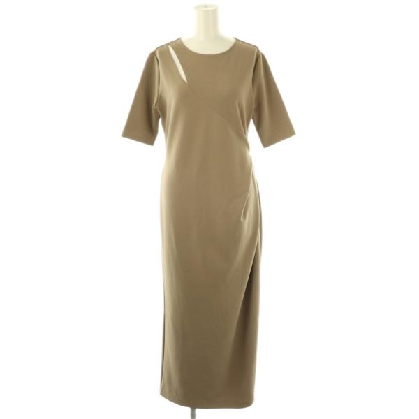 アニュアンス anuans 24SS ウエストタックドレープワンピース ロング 半袖 M ベージュ /HK ■OS レディース【表記サイズ】M【実寸サイズ】肩幅：38cm　身幅：44cm　着丈：126cm　袖丈：27cm　　【素材】ポリエス...