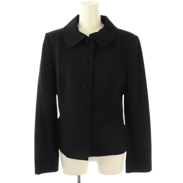 フランコフェラーロ FRANCO FERRARO ジャケット ラウンドカラー ウール 3 紺 ネイビー /AT ■OS レディース【ブランド】フランコフェラーロ FRANCO FERRARO【表記サイズ】3【実寸サイズ】肩幅：38cm　身幅...
