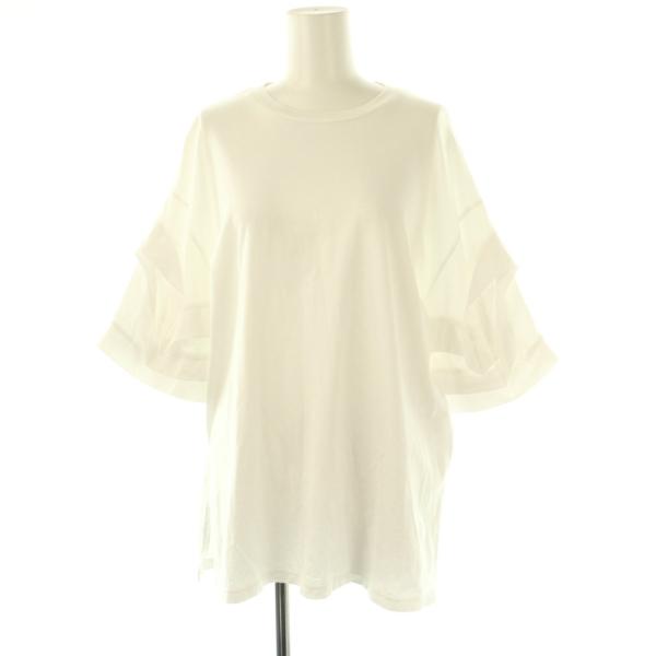 エンフォルド ENFOLD サンプル品 25SS FLOWER SLEEVE T-SHIRT Tシャツ カットソー フリル 38 白 /CX ■OS レディース【ブランド】エンフォルド ENFOLD【表記サイズ】38【実寸サイズ】身幅：0c...