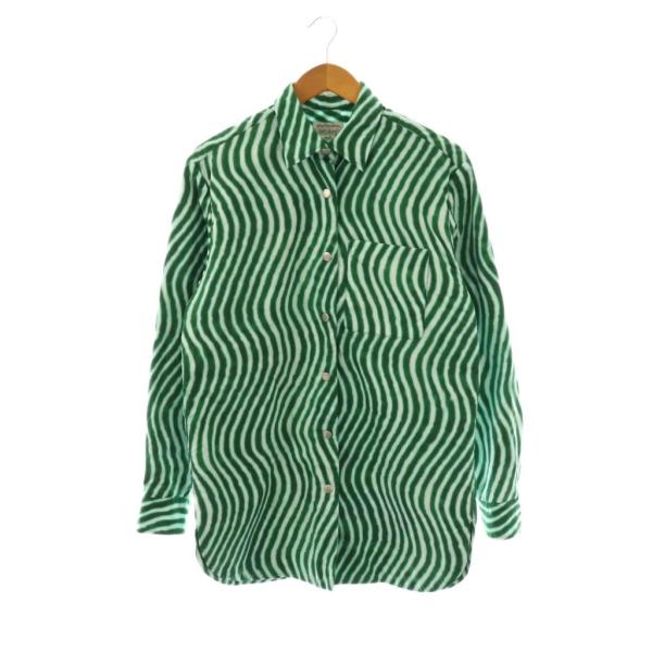 ドリスヴァンノッテン DRIES VAN NOTEN Len Lye 総柄シャツ ブラウス 長袖 前開き スナップボタン コットン S 緑 /NR ■OS レディース【ブランド】ドリスヴァンノッテン DRIES VAN NOTEN【表記サイ...