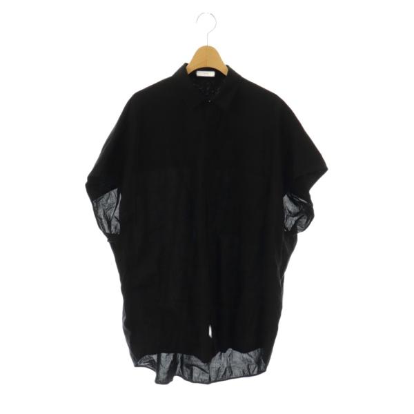 エイトン ATON MICRO SHRINK LAWN オーバーサイズシャツ フレンチスリーブ 半袖 2 黒 ブラック /AT ■OS レディース【ブランド】エイトン ATON【表記サイズ】2【実寸サイズ】身幅：58cm　着丈：77cm　ゆ...
