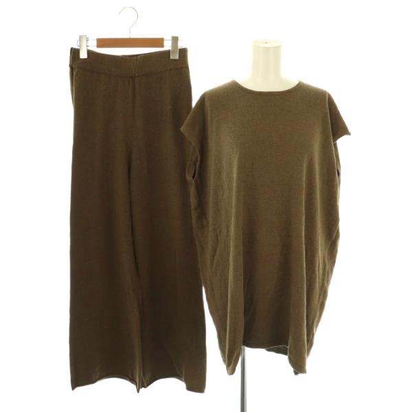 プラージュ Plage SI/CO Nep セットアップ カットソー フレンチスリーブ パンツ ワイド 36 カーキ /HK ■OS レディース【ブランド】プラージュ Plage【表記サイズ】36【実寸サイズ】ウエスト：66cm　もも幅：2...