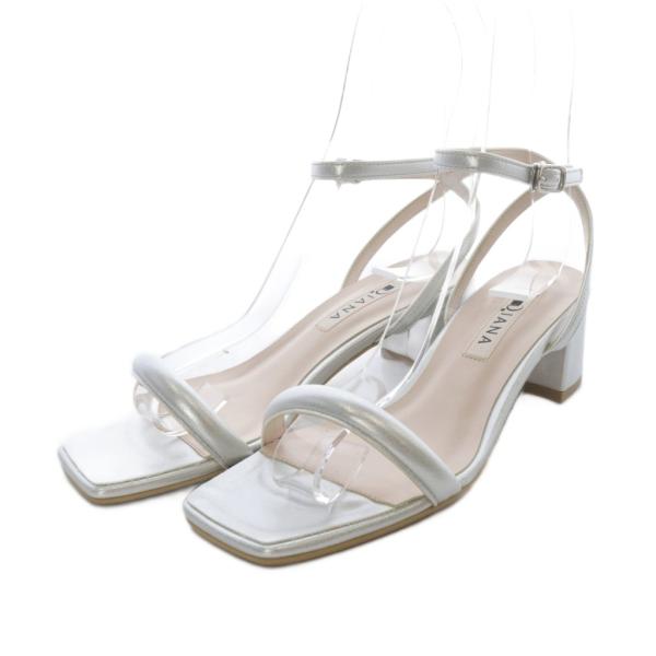 ダイアナ DIANA サンダル ハイヒール スクエアトゥ ストラップ レザー 22cm シルバー色 /YO22 レディース【ブランド】ダイアナ DIANA【表記サイズ】22cm【実寸サイズ】ヒールの高さ：5cm　最大幅：7cm　　【素材】レ...