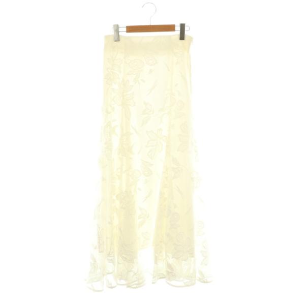 アニュアンス anuans 24AW チュールエンブロイダリーレーススカート フレア マキシ ロング M 白 ホワイト /AT ■OS レディース【表記サイズ】M【実寸サイズ】ウエスト：66cm　ヒップ：86cm　スカート丈：95cm　　【...