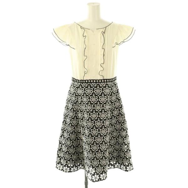 トッカ TOCCA ALIZE ドレス ワンピース 膝丈 半袖 0 白 ホワイト 黒 ブラック /AT ■OS レディース【ブランド】トッカ TOCCA【表記サイズ】0【実寸サイズ】身幅：40cm　着丈：93cm　ゆき丈：25cm　　【素材...