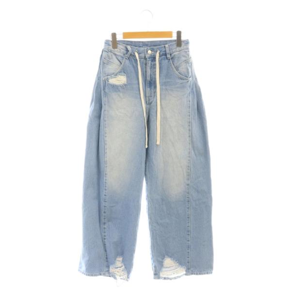 未使用品 グレースクラス GRACE Class 25SS ドロストウエストデニムパンツ ワイド ダメージ加工 36 ライトブルー 水色 /CX ■OS ■SH レディース【ブランド】グレースクラス GRACE Class【表記サイズ】36...