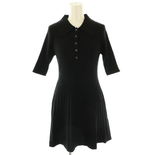 未使用品 スライ SLYZ 25SS COLLARED PLEATS HG ショートワンピース ミニ 五分袖 1 黒 ブラック /AT ■OS レディース【ブランド】スライ SLYZ【表記サイズ】1【実寸サイズ】肩幅：31cm　身幅：32c...