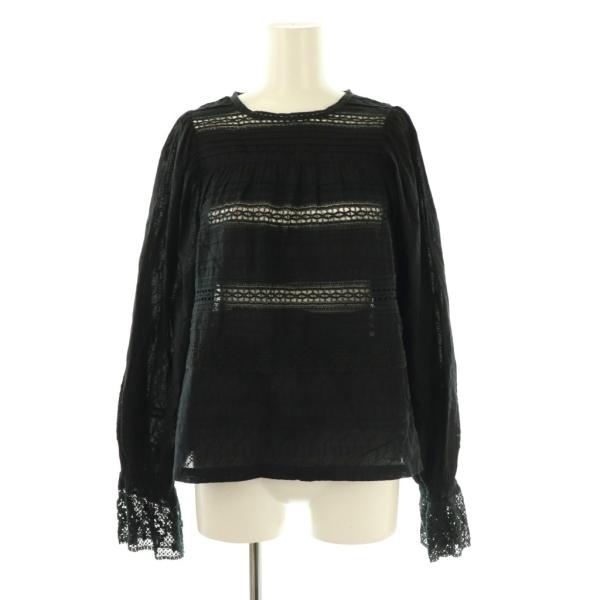 ヌキテパ NE QUITTEZ PAS! COTTON DOBBY PINTUCK &amp; LACE BLOUSE ブラウス 長袖 レース 黒 ブラック /AT ■OS レディース【ブランド】ヌキテパ NE QUITTEZ PAS!【表...