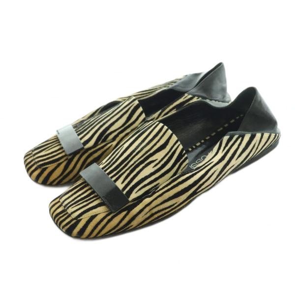 セルジオロッシ Sergio rossi SR1 ローファー ゼブラ柄 37.5 24.5cm ベージュ 黒 ブラック A77990 /MI ■OS レディース【ブランド】セルジオロッシ Sergio rossi【表記サイズ】37.5 24...