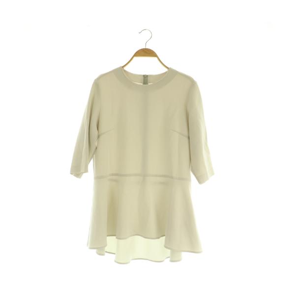 ソージュ SOEJU ペプラムチュニックブラウス 七分袖 プルオーバー M ライトベージュ /MY ■OS レディース【ブランド】ソージュ SOEJU【表記サイズ】M【実寸サイズ】肩幅：37cm　身幅：46cm　着丈：73cm　袖丈：35c...