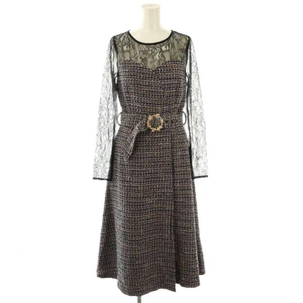 未使用品 リリーブラウン Lily Brown L.B CANDY STOCK レースコンビツイードコラボ ドッキングワンピース 0 ブラック マルチカラー /ES ■OS レディース【ブランド】リリーブラウン Lily Brown【表記サ...