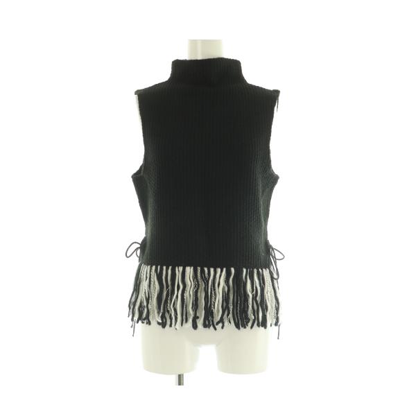 ゴスペル GHOSPELL Kendra Fringe Hem Top フリンジノースリーブニット ハイネック S ブラック /MY ■OS レディース【表記サイズ】S【実寸サイズ】身幅：41cm　着丈：51cm　※フリンジを含む　【素材】...