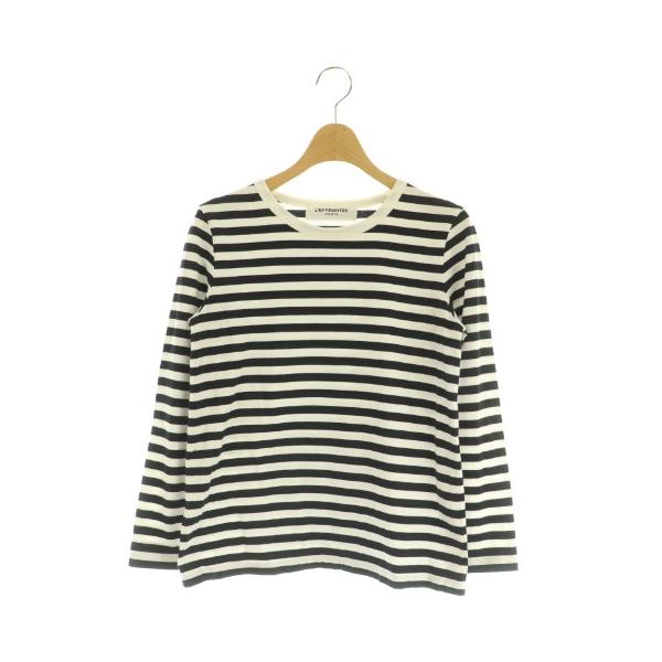 レフロンティ L'EFFRONTEE ボーダー 長袖カットソー ロンT コットン ブラック ホワイト /MY ■OS レディース【表記サイズ】表記なし【実寸サイズ】肩幅：37cm　身幅：42cm　着丈：53cm　袖丈：51cm　　【素材】綿...