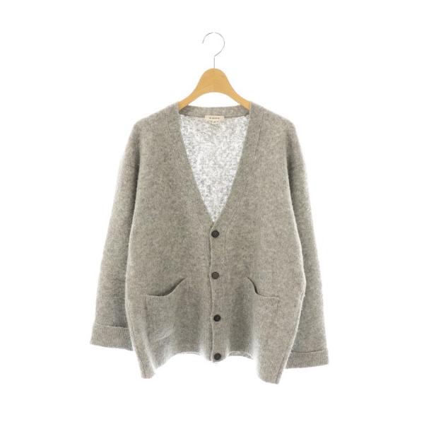 ブラミンク BLAMINK ポケット付 ウールナイロンエンブロカーディガン ニット Vネック 38 グレー /CX ■OS レディース【ブランド】ブラミンク BLAMINK【表記サイズ】38【実寸サイズ】肩幅：52cm　身幅：56cm　着丈...