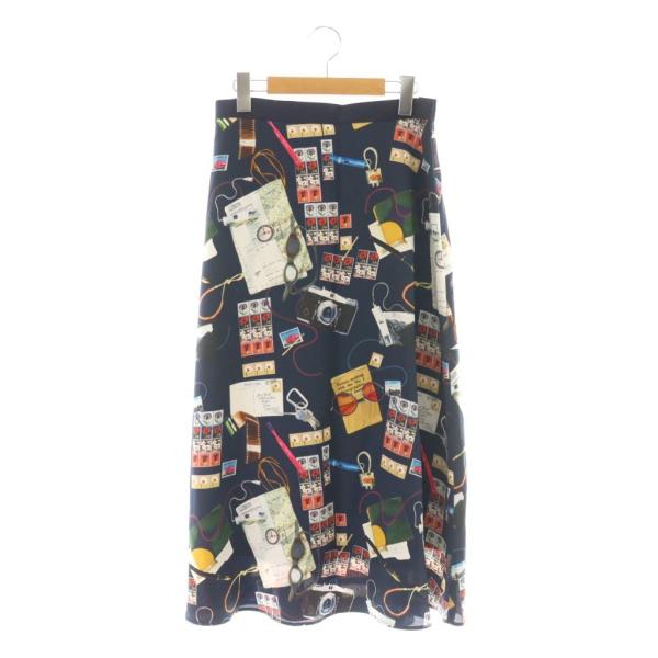 ピーエスポールスミス PS Paul Smith プリンテッド ソフト エクスプローラー スカート フレア ロング 40 ネイビー マルチカラー【ブランド】ピーエスポールスミス PS Paul Smith【表記サイズ】40【実寸サイズ】ウエ...