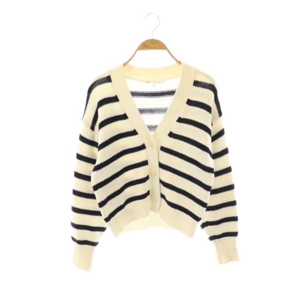 23区 オンワード樫山 vingt-trois コットンバルキー ショート カーディガン ニット ボーダー 32 ホワイト ブラック /CX ■OS レディース【ブランド】23区 オンワード樫山【表記サイズ】32【実寸サイズ】肩幅：50cm...