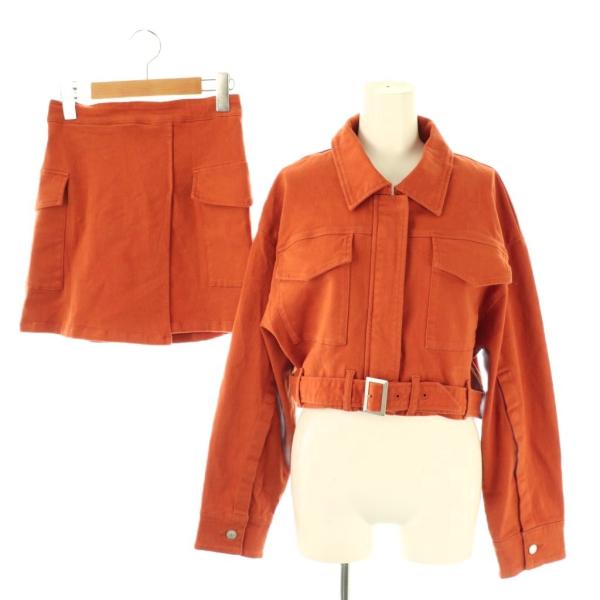 ムルーア MURUA 24AW セットアップ ジャケット ジップアップ ラップ風ミニスカート F オレンジ /HK ■OS レディース【ブランド】ムルーア MURUA【表記サイズ】F【実寸サイズ】ジャケット 肩幅：51cm　ジャケット 身幅...