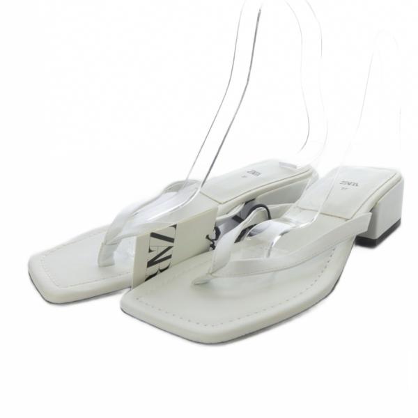 未使用品 ザラ ZARA トングサンダル ローヒール スクエアトゥ 37 ホワイト /YO22 レディース【ブランド】ザラ ZARA【表記サイズ】37【実寸サイズ】ヒールの高さ：4cm　最大幅：9cm　　【色】ホワイト【状態】未使用品です。...