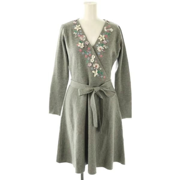 未使用品 チェスティ Chesty Flower Motif Cache-coeur Knit Onepiece ワンピース ニット ひざ丈 0 グレー /DF ■OS ■SH レディース【ブランド】チェスティ Chesty【表記サイズ】0...