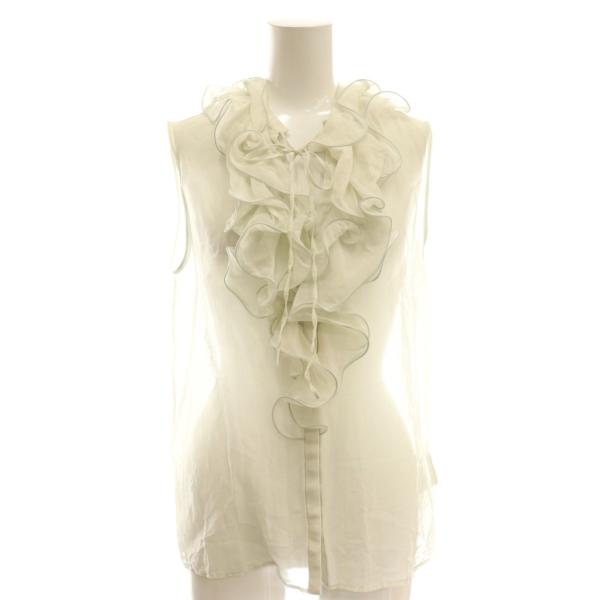 アニュアンス anuans 25SS シルクブレンドラッフルブラウス ノースリーブ F オフホワイト /DF ■OS ■SH レディース【表記サイズ】F【実寸サイズ】身幅：44.5cm　着丈：56.5cm　　【素材】綿、絹【色】オフホワイト...