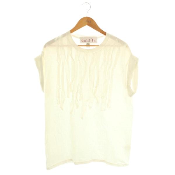 ダリア dahl'ia 袖ロールアップカットソー F オフホワイト /DO ■OS レディース【ブランド】ダリア dahl'ia【表記サイズ】F【実寸サイズ】肩幅：約50cm　身幅：約53cm　着丈：約70cm　袖丈：約5cm　　【素材】綿...