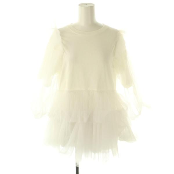ヴィヴィアーノ VIVIANO TULLE LAYERED PUFF SLEEVE Tシャツ カットソー チュール M ホワイト VS-SS23-CS06 /DF ■OS ■SH レディース【表記サイズ】M【実寸サイズ】身幅：46cm　着丈...