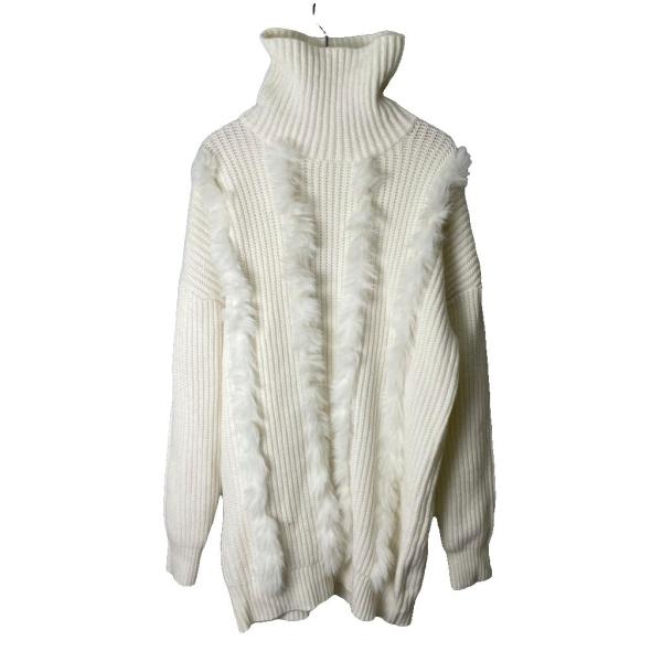 ミシェルマカロン michell Macaron フェイクファー タートルネック ニット セーター 長袖 F ホワイト ■FY レディース【ブランド】ミシェルマカロン michell Macaron【表記サイズ】Free【実寸サイズ】肩幅：...