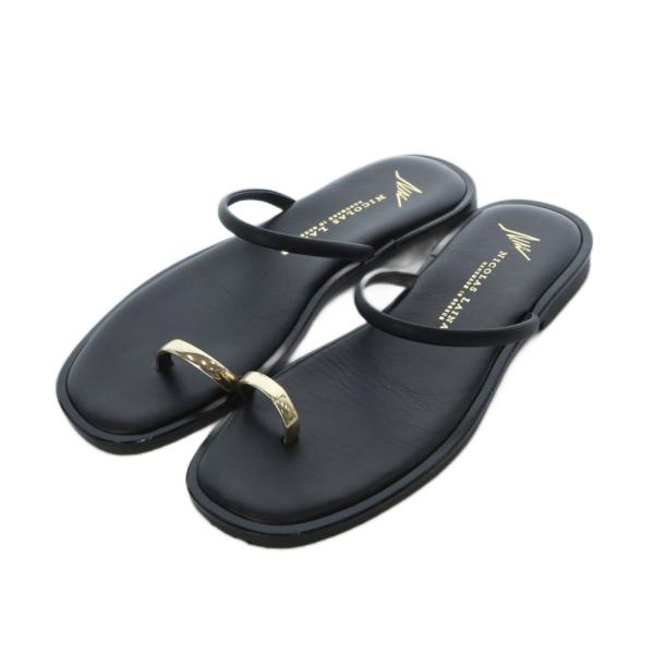 ニコラスライナス NICOLAS LAINAS フラットサンダル レザー 本革 37 23.5cm 黒 ブラック /RI ■OS レディース【表記サイズ】37（23.5cm）【実寸サイズ】最大幅：約9.3cm　アウトソール：約25.3cm　...