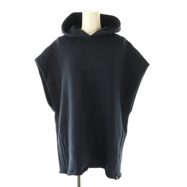 ネル NeLL IENA取り扱い 24AW フードパーカー フレンチスリーブ プルオーバー コットン 紺 /NR ■OS レディース【表記サイズ】サイズの記載なし【実寸サイズ】身幅：55cm　着丈：64.5cm　ゆき丈：31cm　　【素材】...