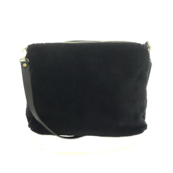 プリニオヴィソナ PLINIO VISONA ファーショルダーバッグ 黒 ブラック /SS ■OS ■SH レディース【実寸サイズ】持ち手の長さ：-cm　ヨコ：約47cm　タテ：約32.5cm　マチ：約12.5cm　ショルダーの長さ：約65...