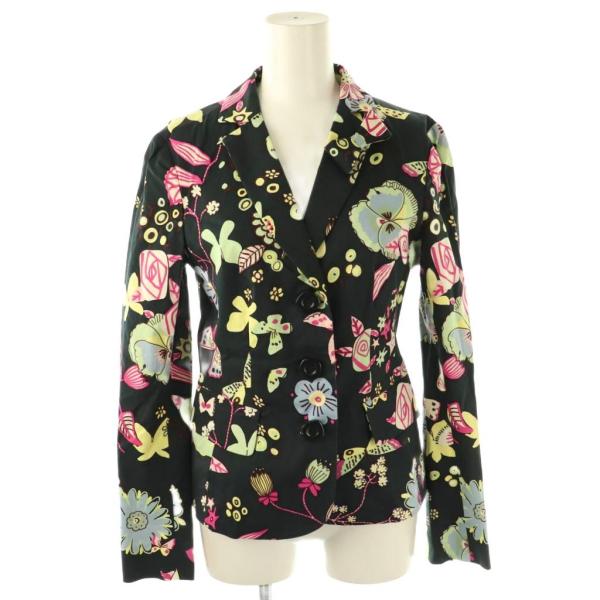 モスキーノチープアンドシック MOSCHINO CHEAP AND CHIC 花柄 リボンジャケット テーラード 黒 ブラック マルチカラー /CX ■OS レディース【ブランド】モスキーノチープアンドシック MOSCHINO CHEAP ...
