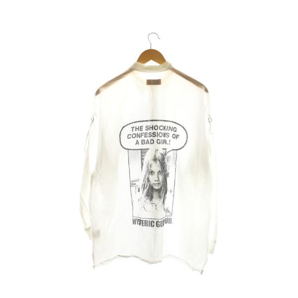 ヒステリックグラマー HYSTERIC GLAMOUR 25SS SHOCKING BAD GIRL スリットスリーブシャツ プリント シアー F ホワイト ブラック 01251AH02 /CX ■OS レディース【ブランド】ヒステリックグ...