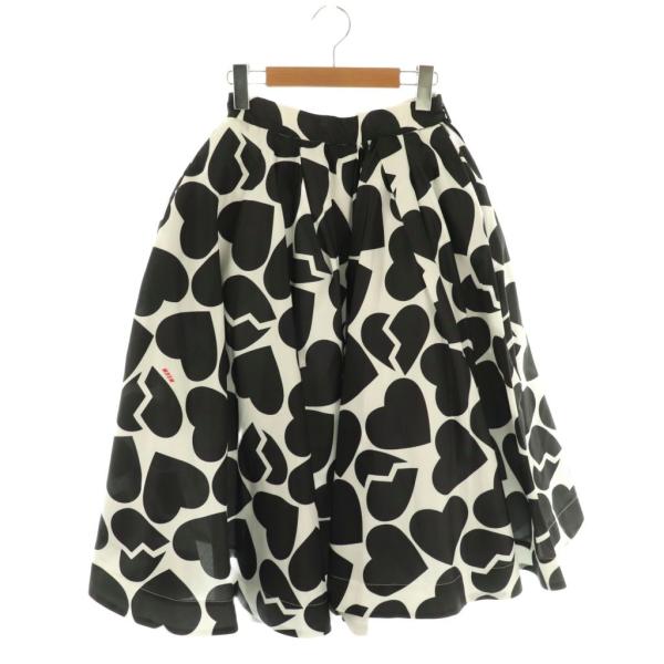 エムエスジーエム MSGM ハート フレアスカート ロング 38 ブラック ホワイト /DF ■OS レディース【ブランド】エムエスジーエム MSGM【表記サイズ】38【実寸サイズ】ウエスト：52cm　ヒップ：-cm　スカート丈：72cm　...