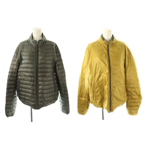ヘルノ HERNO Bolla リバーシブルダウンジャケット ジップアップ 50 イエロー グレー 1000133 /HK ■OS メンズ【ブランド】ヘルノ HERNO【表記サイズ】50【実寸サイズ】肩幅：43cm　身幅：54cm　着丈：6...
