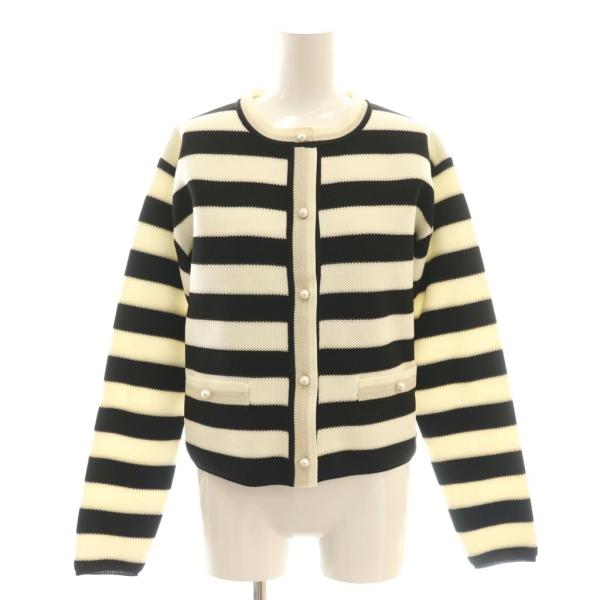 ピンキー&amp;ダイアン ピンダイ PINKY&amp;DIANNE 25SS ボーダーカーディガン クルーネック 38 黒 ブラック アイボリー /CX ■OS レディース【ブランド】ピンキー&amp;ダイアン ピンダイ PINKY&a...