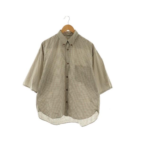 ニーニーイチビレッジ 221village CHECK BIG B.Dシャツ ブラウス 七分袖 前開き コットン F ライトグレージュ マルチカラー【表記サイズ】F【実寸サイズ】肩幅：54cm　身幅：56.5cm　着丈：76.5cm　袖丈：...