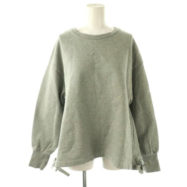 セン cen. 23AW 裾リボン 2way スウェット トレーナー F グレー /ES ■OS レディース【表記サイズ】F【実寸サイズ】肩幅：53cm　身幅：51cm　着丈：55cm　袖丈：51cm　　【素材】本体：綿　リブ部分：綿、ポリ...