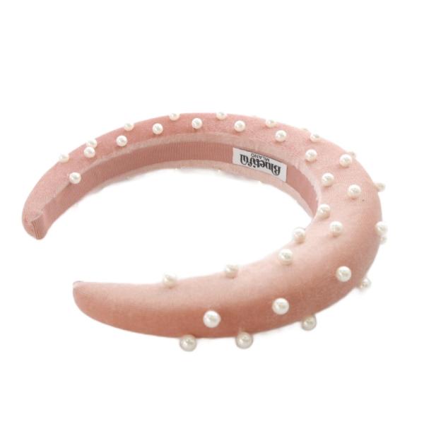 ブルーティフル ミラノ bluetiful milano ベロア パール カチューシャ ピンク /SR レディース【表記サイズ】実寸サイズをご参照ください。【実寸サイズ】頭周り×35.5cm　幅×3cm　【色】ピンク【状態】ごくわずかに表面...
