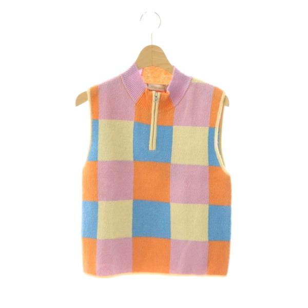 未使用品 スティーヌゴヤ STINEGOYA Vilda ジップニットベスト アルパカ混 S マルチカラー SG4134 /DO ■OS レディース【表記サイズ】S【実寸サイズ】身幅：40.5cm　着丈：49.5cm　　【素材】アクリル、ナ...