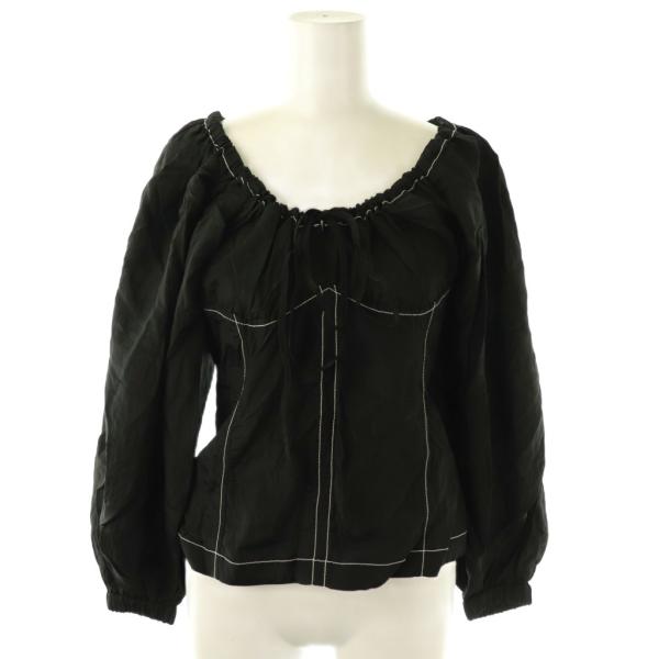 未使用品 レジーナピョウ REJINA PYO Keeley Blouse ブラウス ステッチ プルオーバー 8 ブラック /DF ■OS レディース【表記サイズ】8【実寸サイズ】身幅：39cm　着丈：52.5cm　ゆき丈：69cm　　【素...