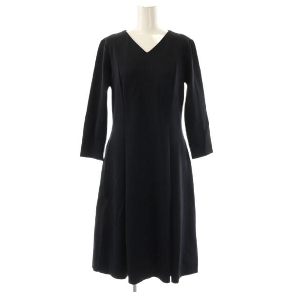 エムプルミエ ブラック M-Premier BLACK Vネックタックワンピース 36 ネイビー /ES ■OS レディース【ブランド】エムプルミエ ブラック M-Premier BLACK【表記サイズ】36【実寸サイズ】肩幅：36.5cm...