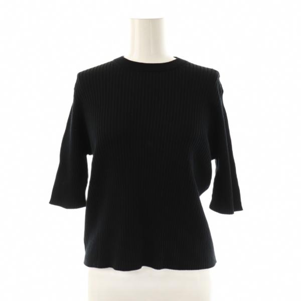 サクラ SAKULA 24SS MERCERIZED COTTON RIB TOP ニット カットソー 五分袖 コットン 38 黒 /NR ■OS レディース【ブランド】サクラ SAKULA【表記サイズ】38【実寸サイズ】肩幅：30cm　身...